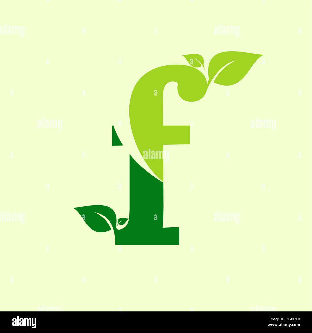 green f letter with leaf logo vector template Stock Vector Image & Art ...