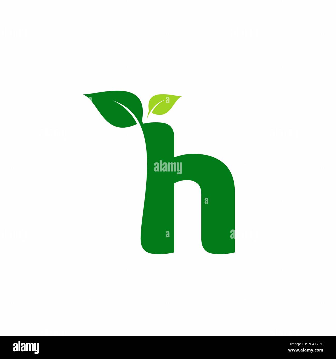 green lowercase h letter with leaf logo vector template Stock Vector ...