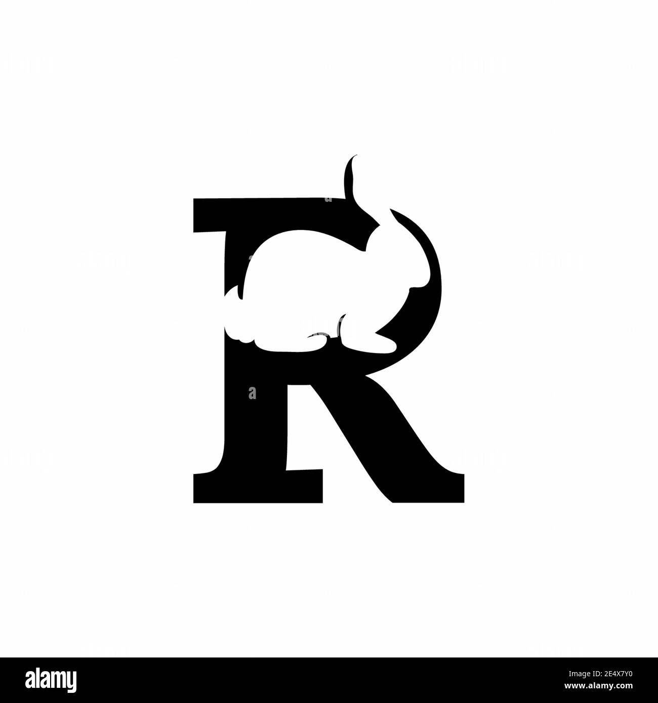 Black R letter with rabbit inside logo vector template Stock Vector ...