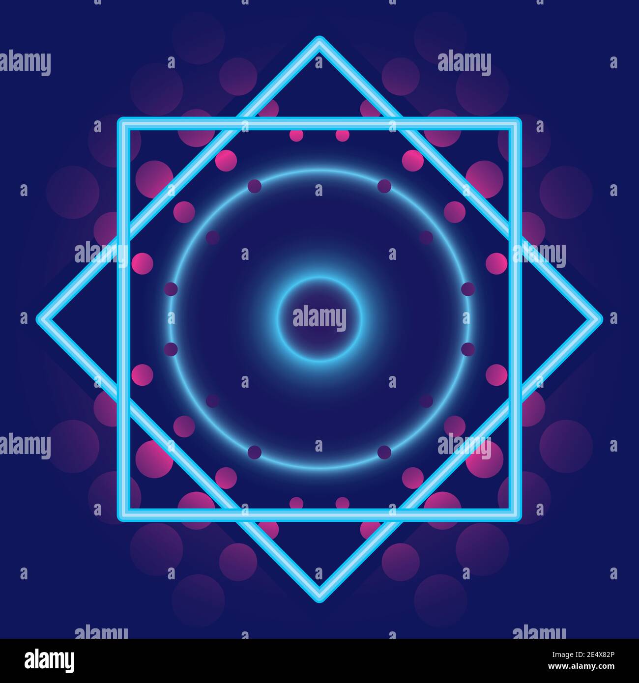 Neon blue circles inside frames design, Decoration advertising and ...