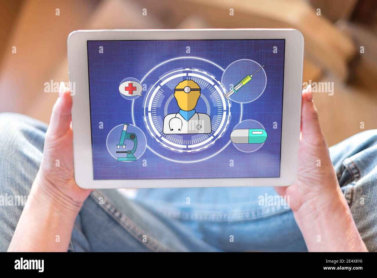Tablet screen displaying a medical service concept Stock Photo - Alamy