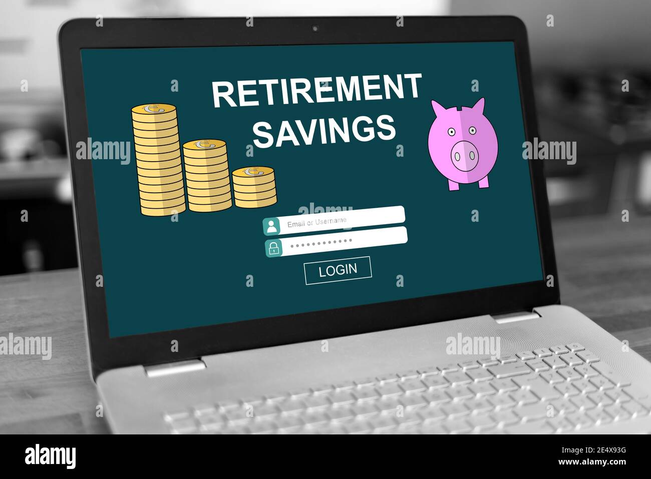 Laptop screen with retirement savings concept Stock Photo - Alamy