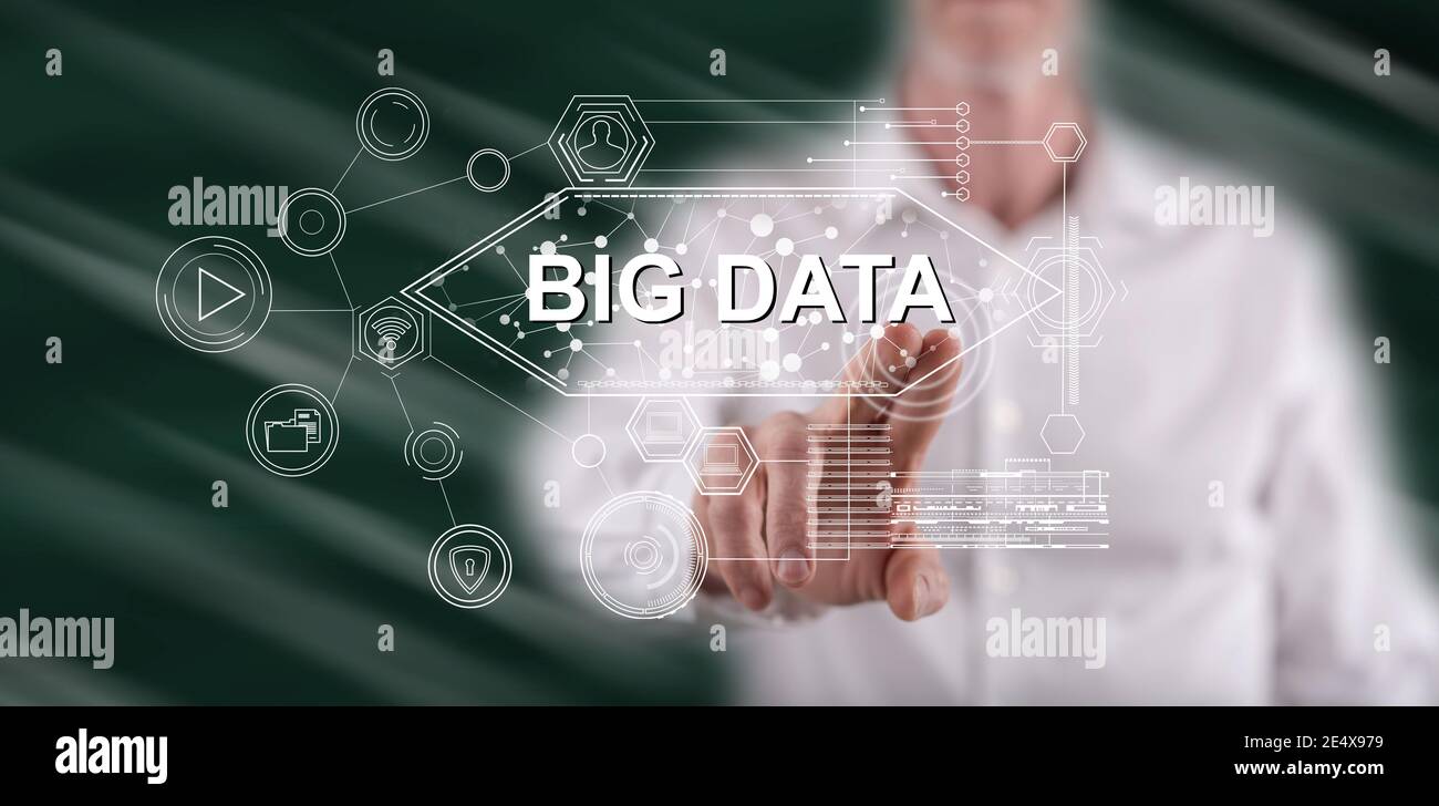 Man touching a big data concept on a touch screen with his finger Stock ...