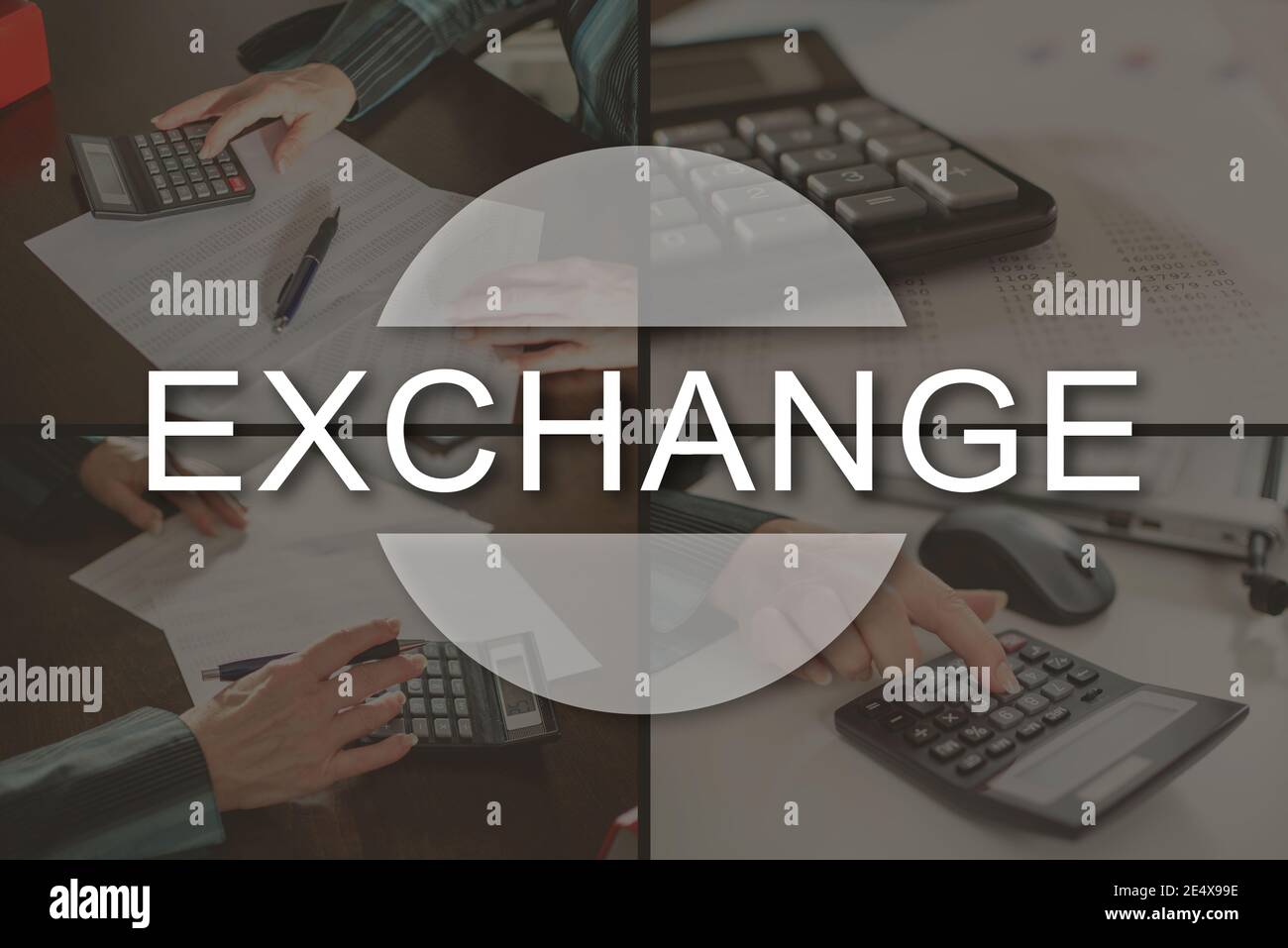 Exchange concept illustrated by pictures on background Stock Photo - Alamy