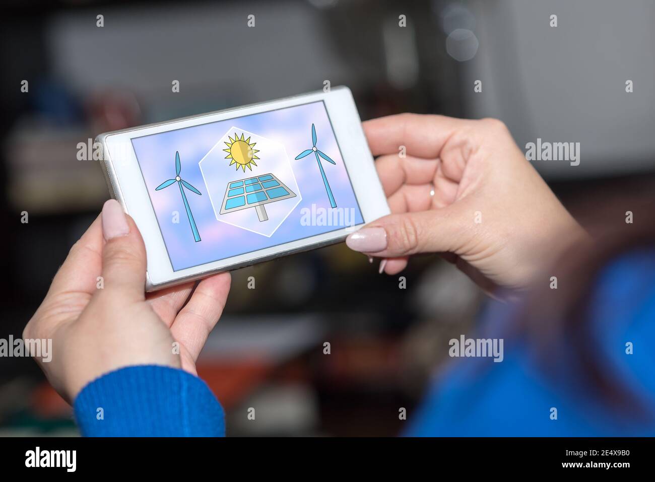Smartphone screen displaying a clean energy concept Stock Photo - Alamy