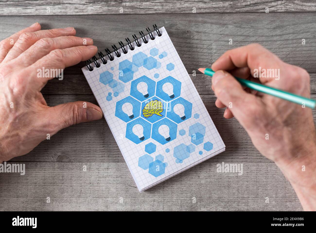 Human brain ideas concept drawn on a notepad Stock Photo - Alamy