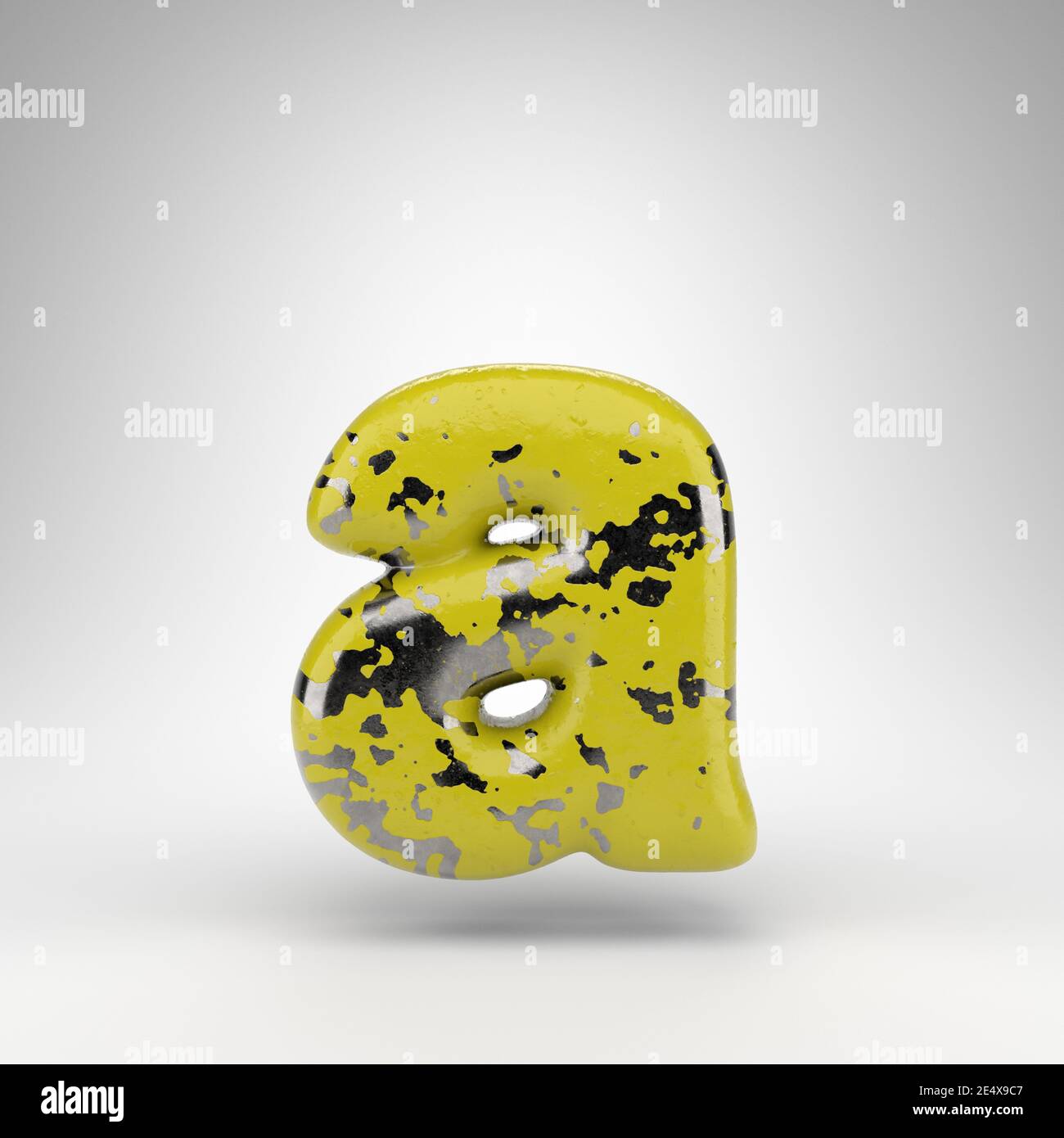 Letter A lowercase on white background. 3D rendered font with old ...