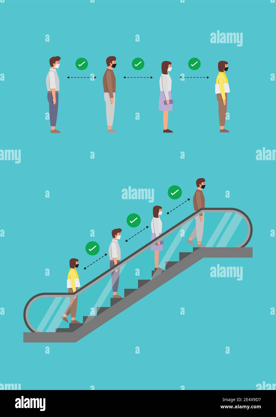 People with Social distancing. Prevent Covid-19 spread in the community ...