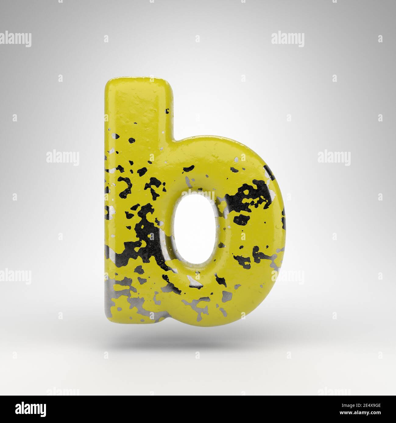 Letter B lowercase on white background. 3D rendered font with old ...