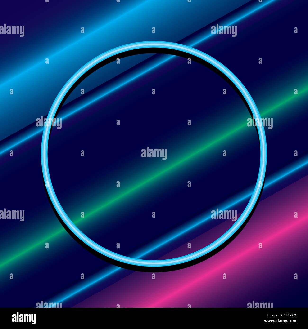 Neon blue circle design, Decoration advertising and fluorescent light ...