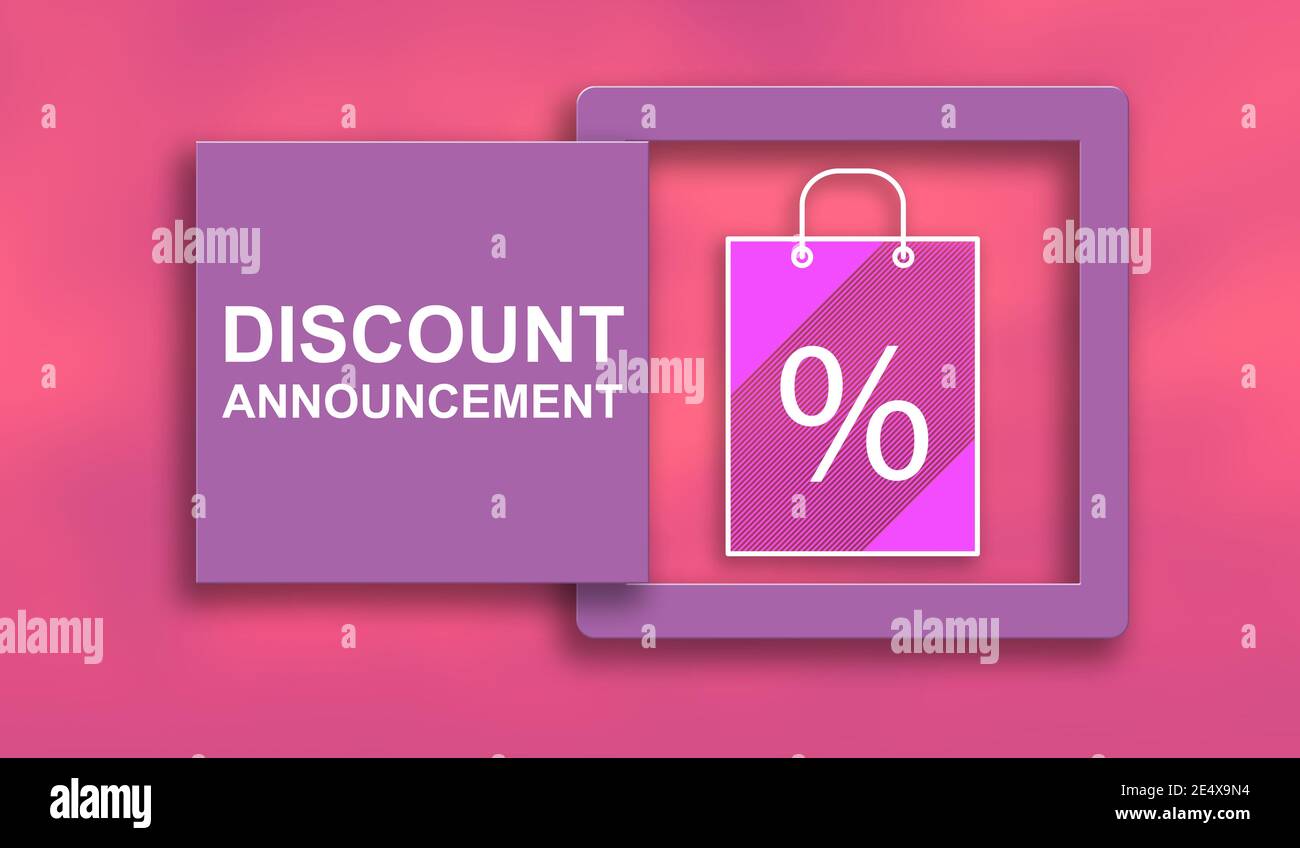 Illustration of a discount announcement concept Stock Photo - Alamy
