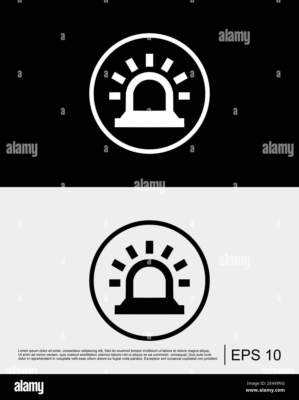 Siren alert isolated icon Black and White Stock Photos & Images - Alamy