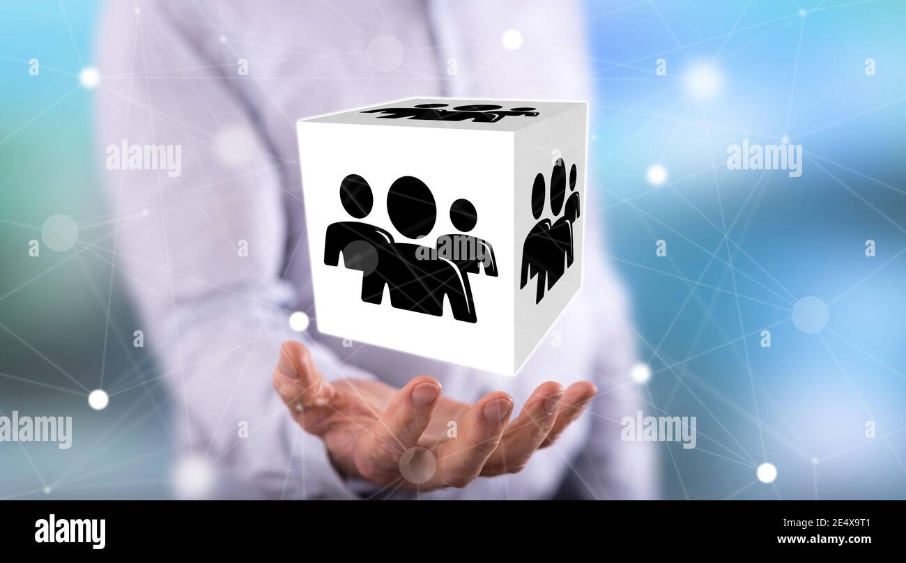 Business partner concept above the hand of a man in background Stock ...