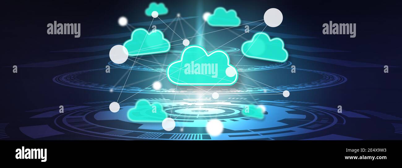 Illustration of a cloud networking concept Stock Photo - Alamy