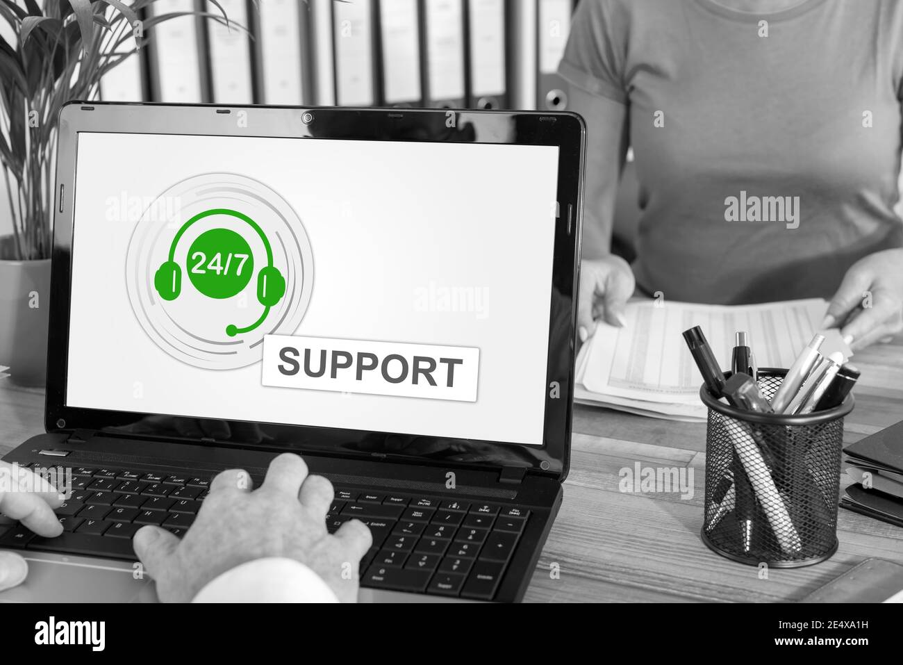 Laptop screen with support concept Stock Photo - Alamy