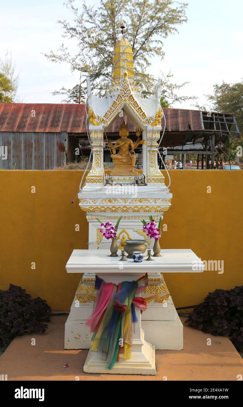 Small Buddhist Shrine in front of Building in Phuket,Thailand Stock ...