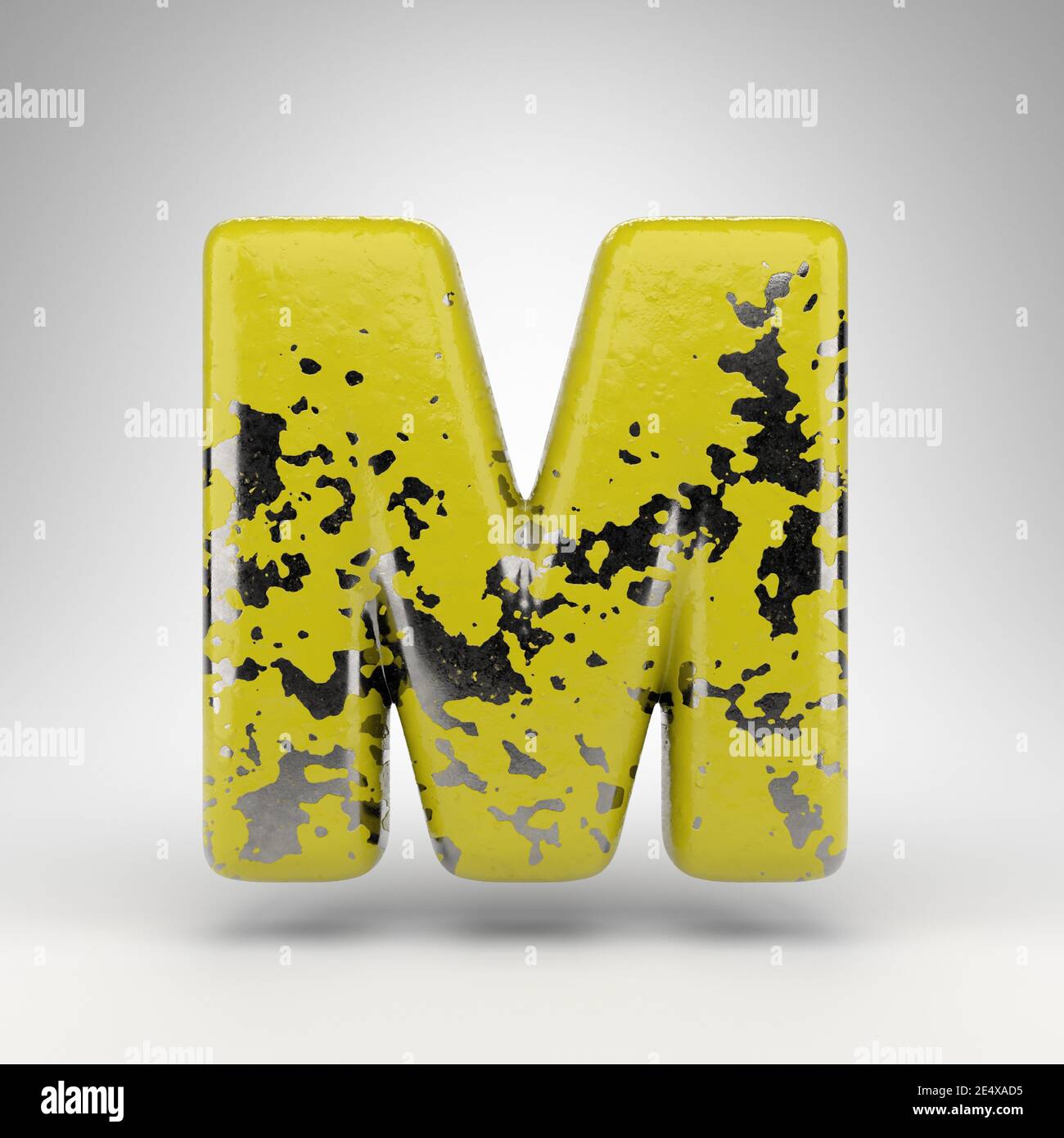Letter M uppercase on white background. 3D rendered font with old ...
