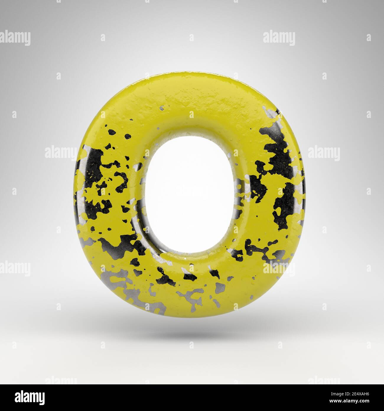 Letter O uppercase on white background. 3D rendered font with old ...