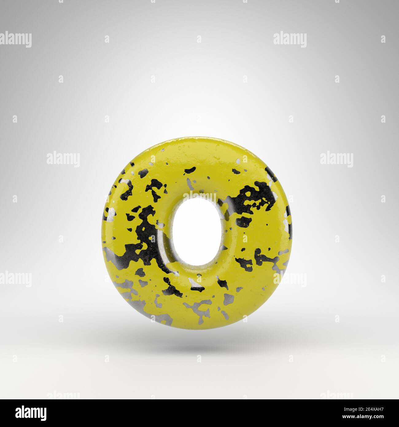 Letter O lowercase on white background. 3D rendered font with old ...