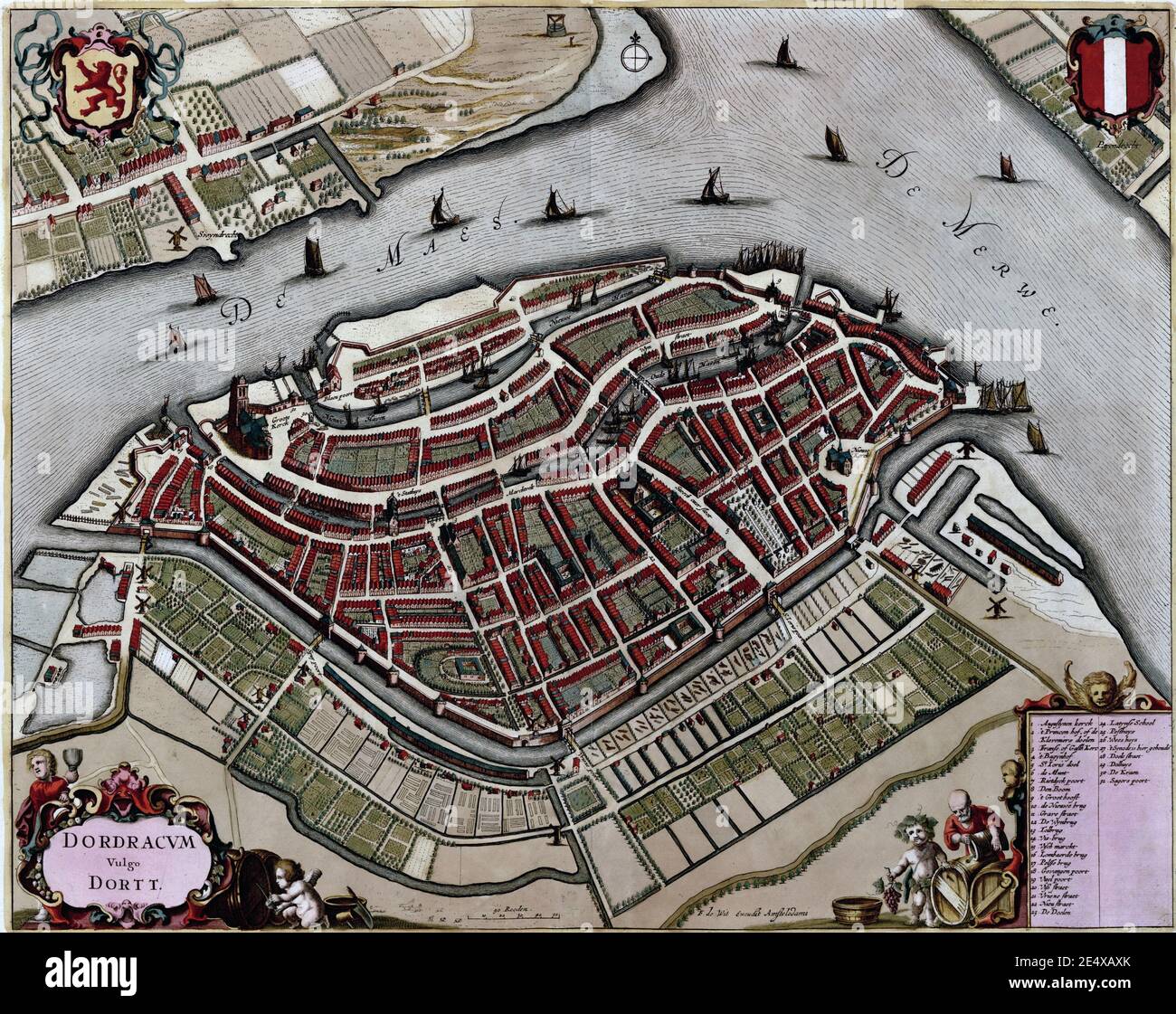 Eighteenth century vintage map of a fortified city Stock Photo - Alamy