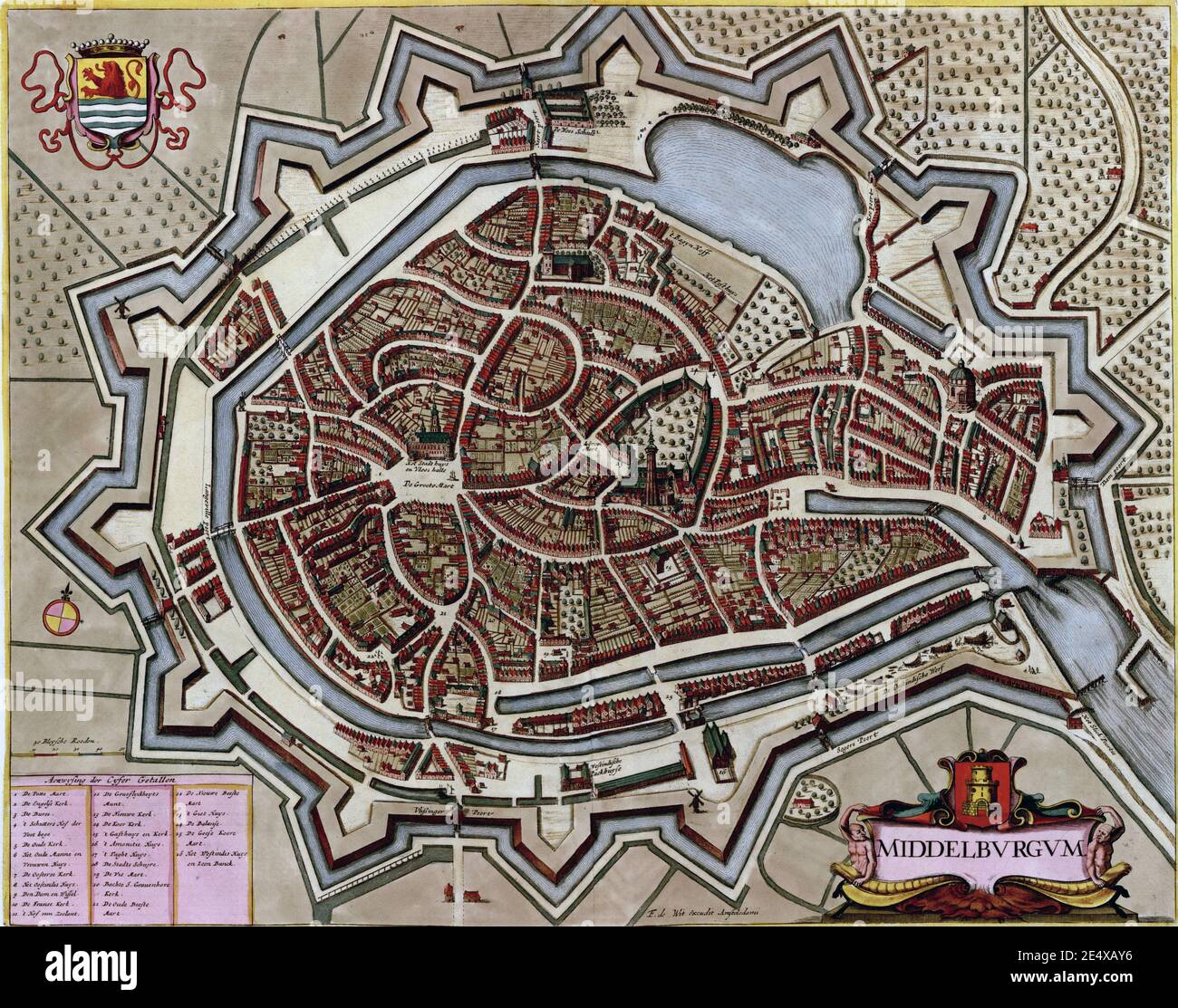 Vintage map of an eighteenth century fortified city Stock Photo - Alamy