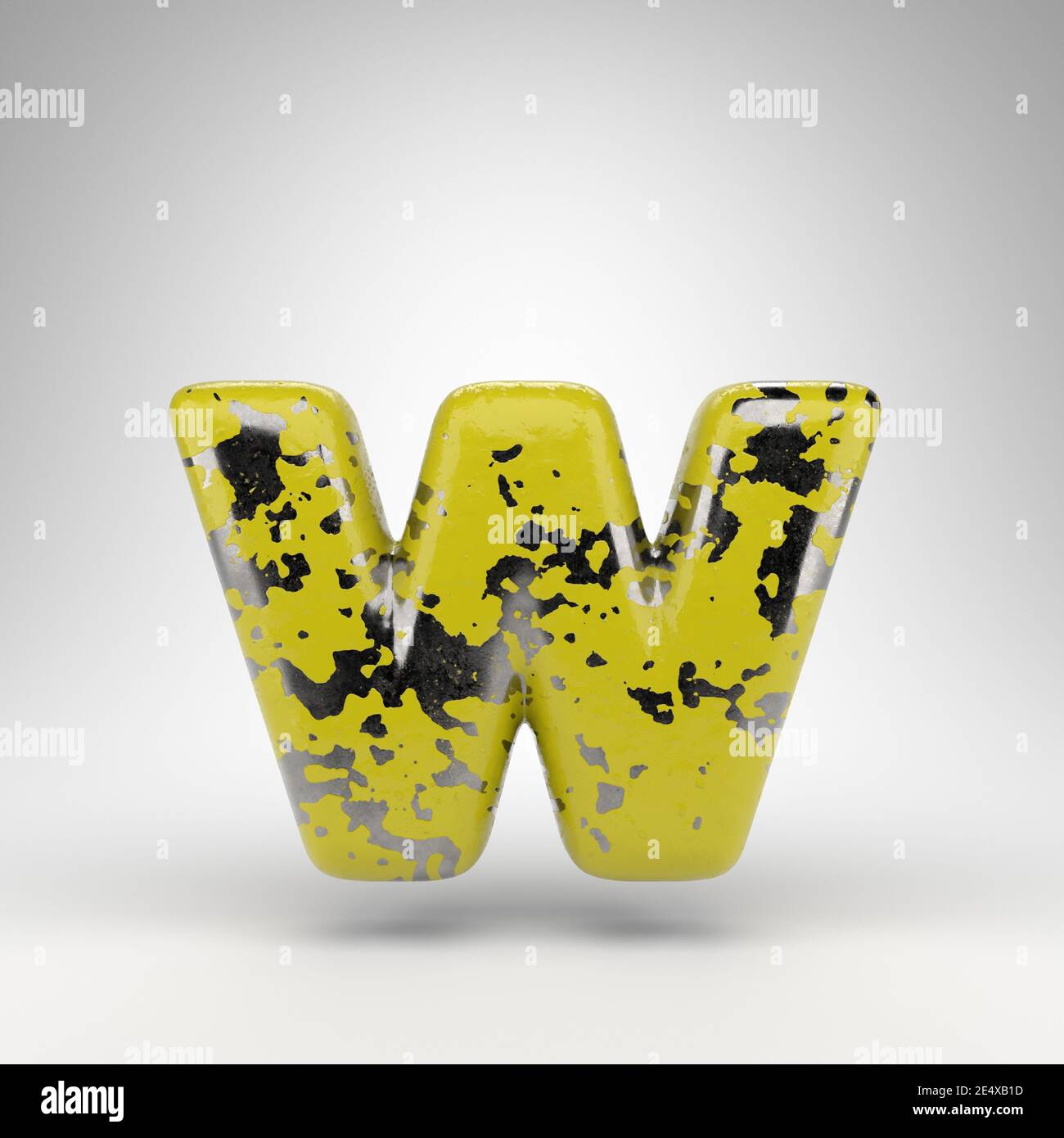 Letter W lowercase on white background. 3D rendered font with old ...