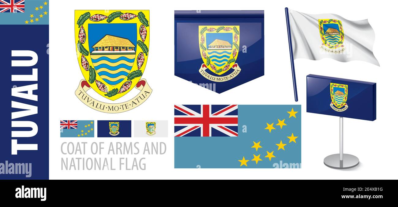 Vector set of the coat of arms and national flag of Tuvalu Stock Vector ...