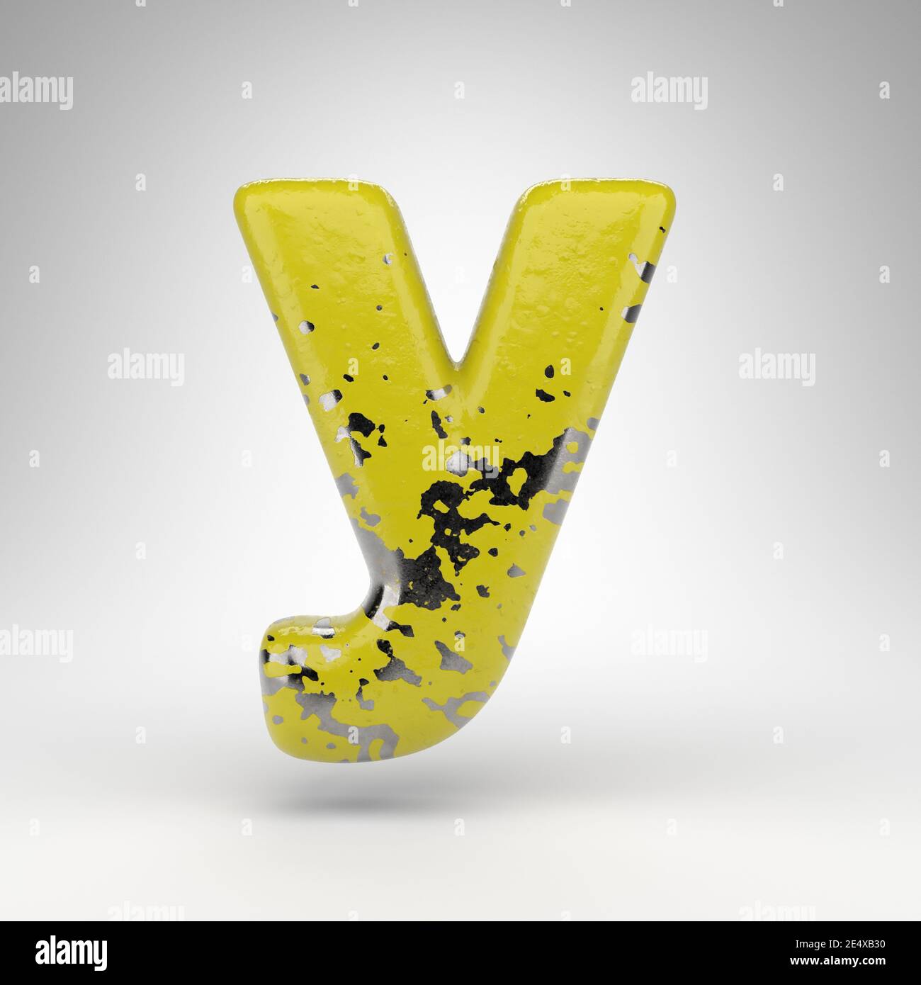 Letter Y lowercase on white background. 3D rendered font with old ...