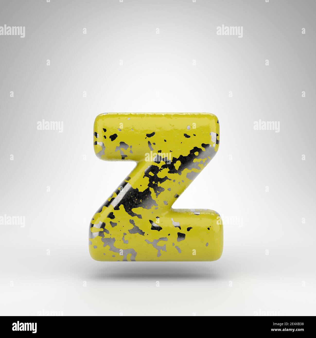 Letter Z lowercase on white background. 3D rendered font with old ...