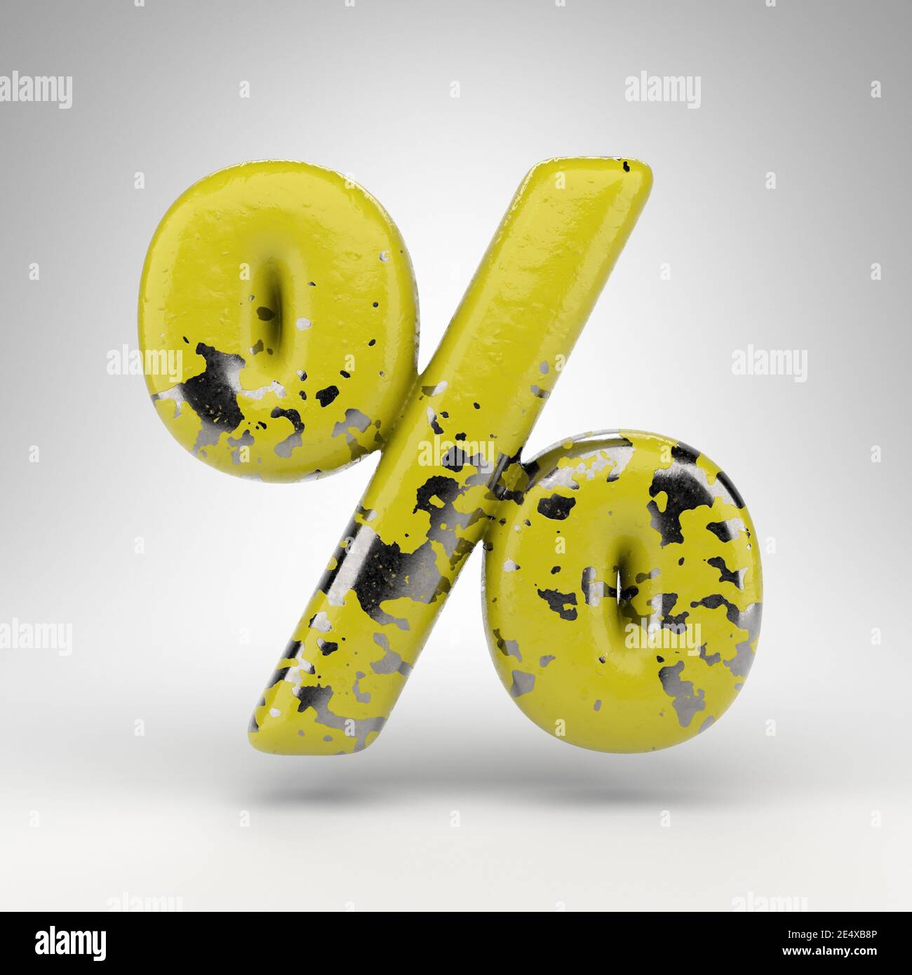 Percent symbol on white background. 3D rendered sign with old yellow ...