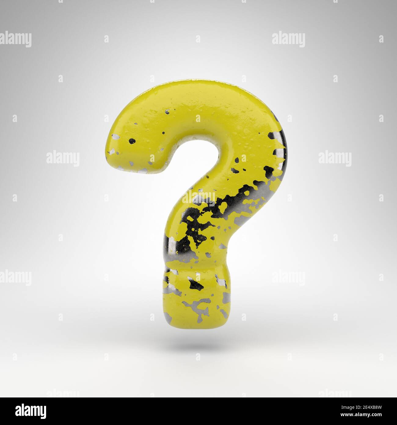 Question symbol on white background. 3D rendered sign with old yellow ...