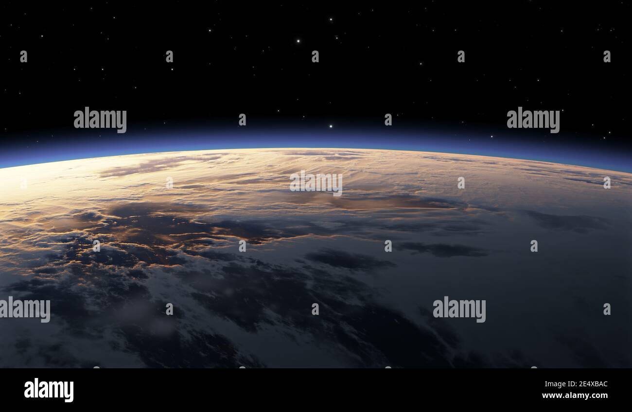 Earth from space, sunset or sunrise. 3d rendering Stock Photo - Alamy