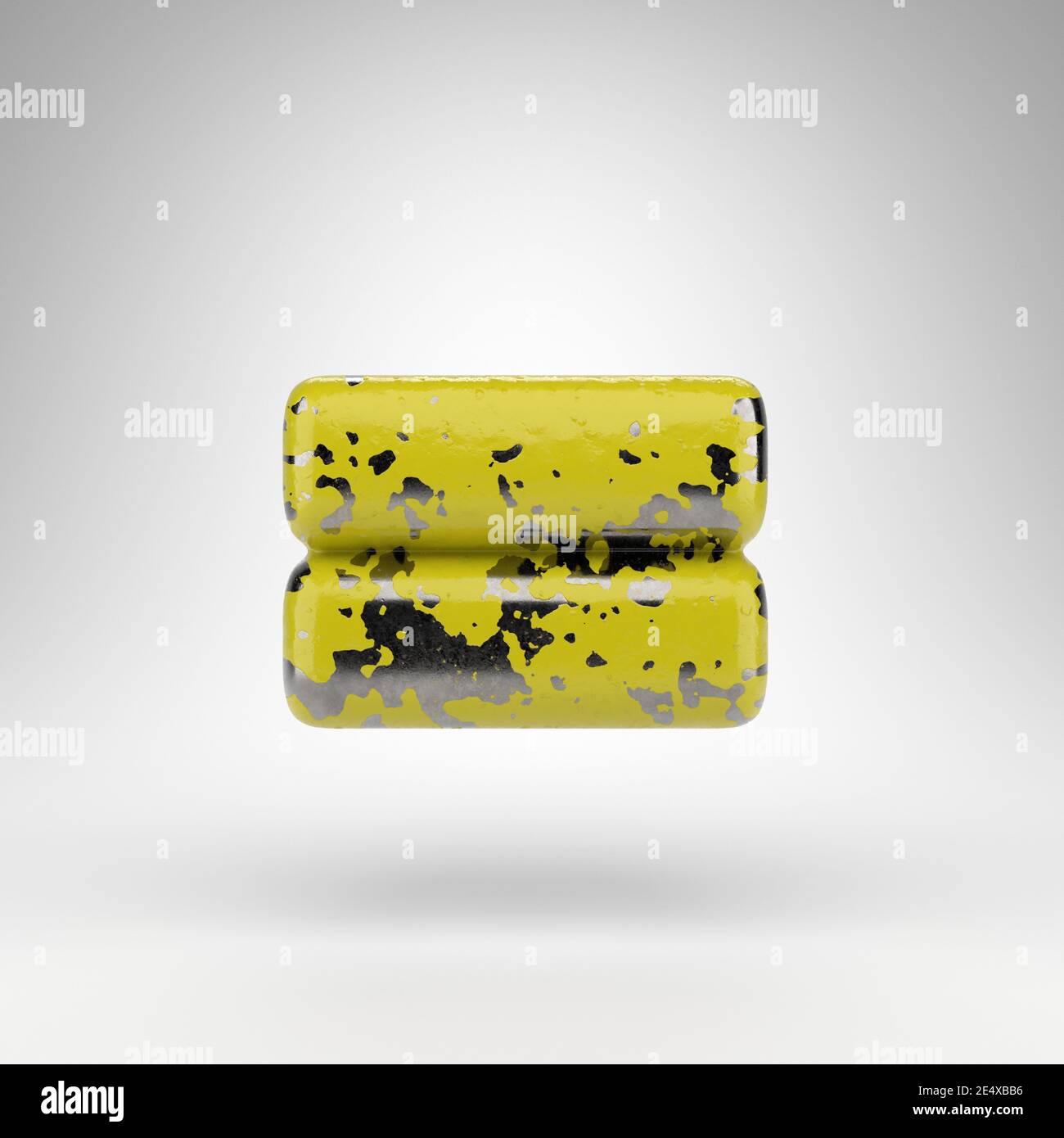 Equals symbol on white background. 3D rendered sign with old yellow ...