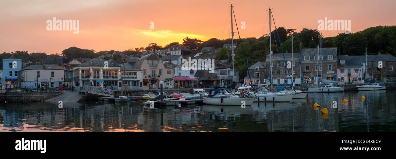 PADSTOW, CORNWALL, UK - JUNE 12, 2009: Panorama view of the harbour and ...