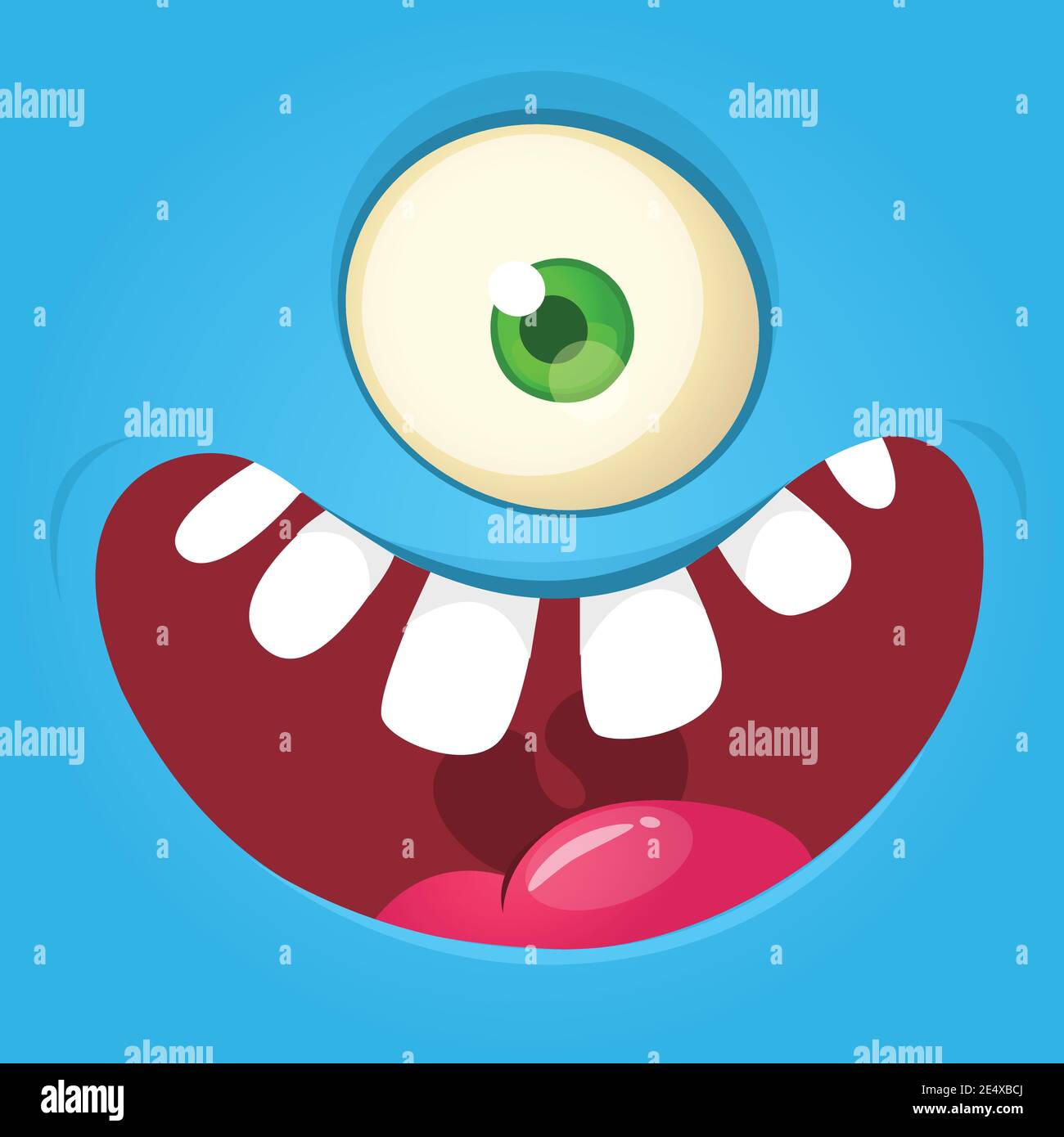 Funny cartoon monster cyclops face. Vector Halloween monster square ...