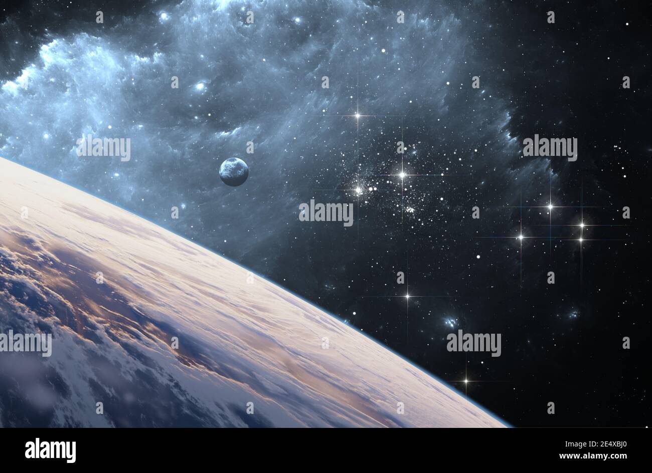 Extrasolar planet or Exoplanet from deep outer space. 3d illustration ...