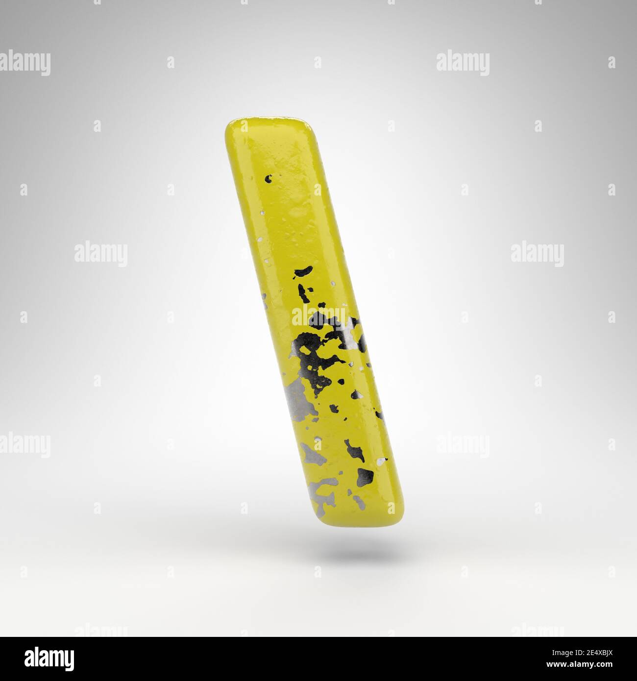 Back slash symbol on white background. 3D rendered sign with old yellow ...