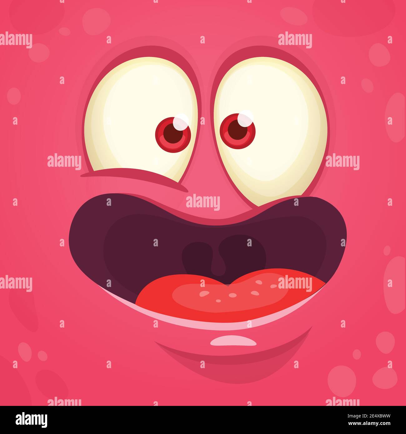 Funny cartoon pink monster face. Vector Halloween monster square avatar ...