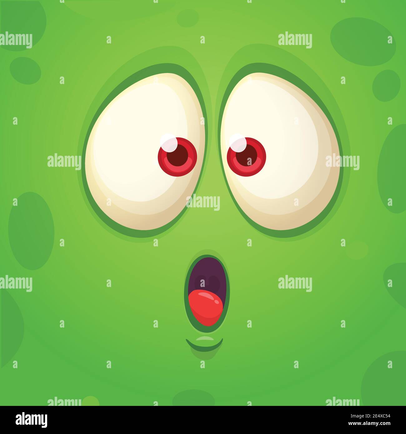 Surprised cartoon monster face. Vector Halloween monster square avatar ...