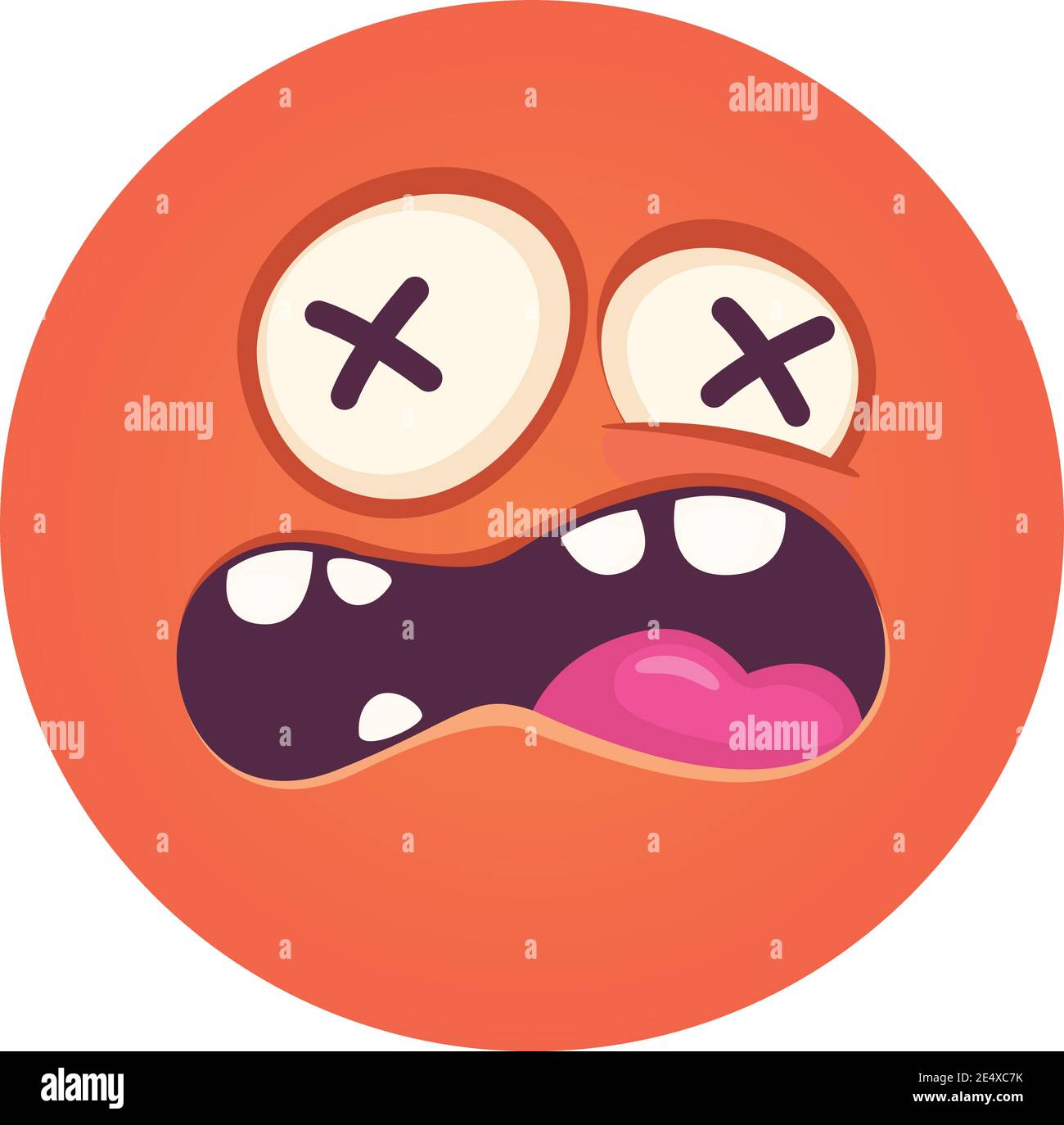 Crazy cartoon monster face screaming. Vector Halloween monster round ...
