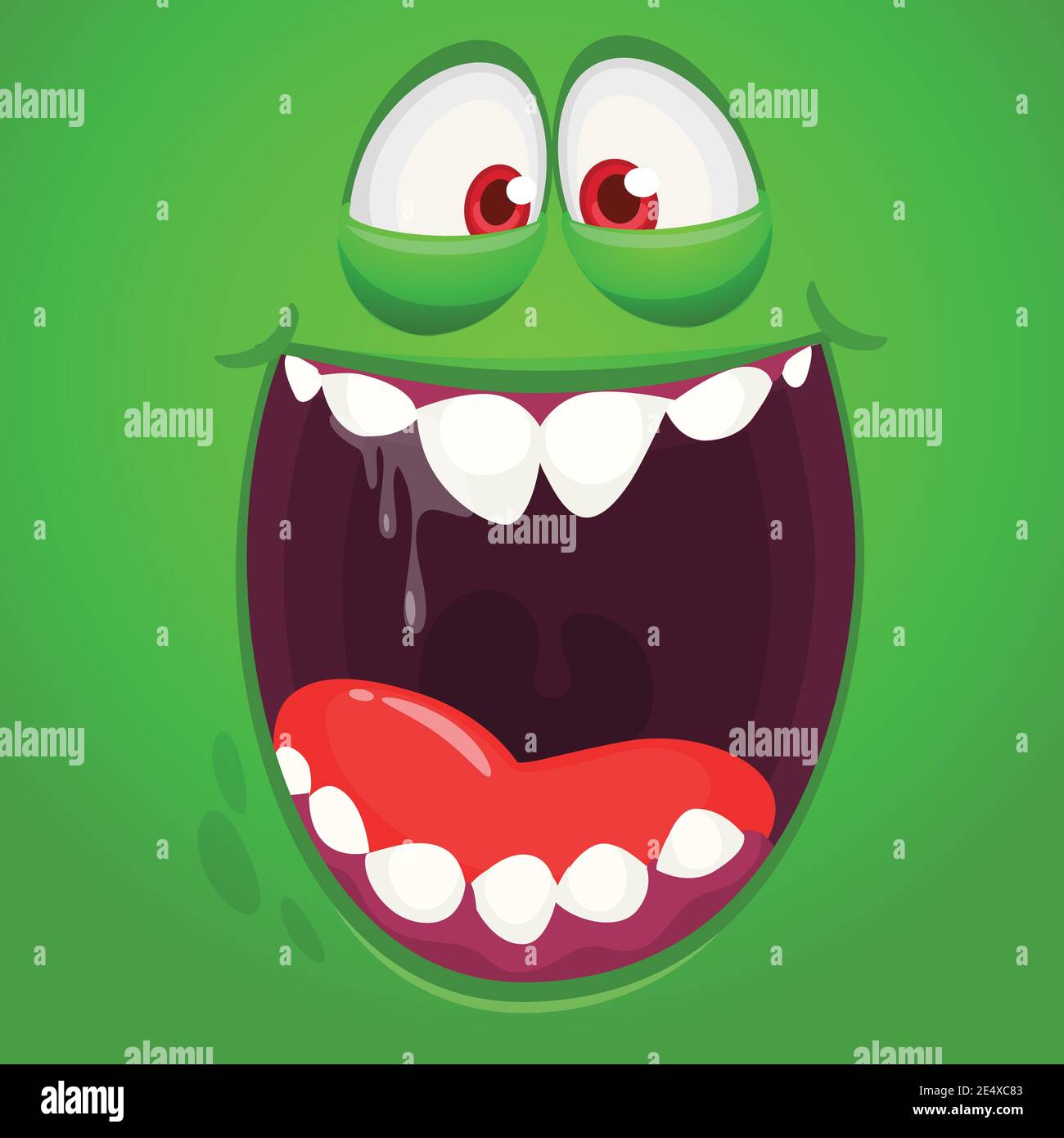 Funny cartoon monster zombie face. Vector Halloween monster square ...