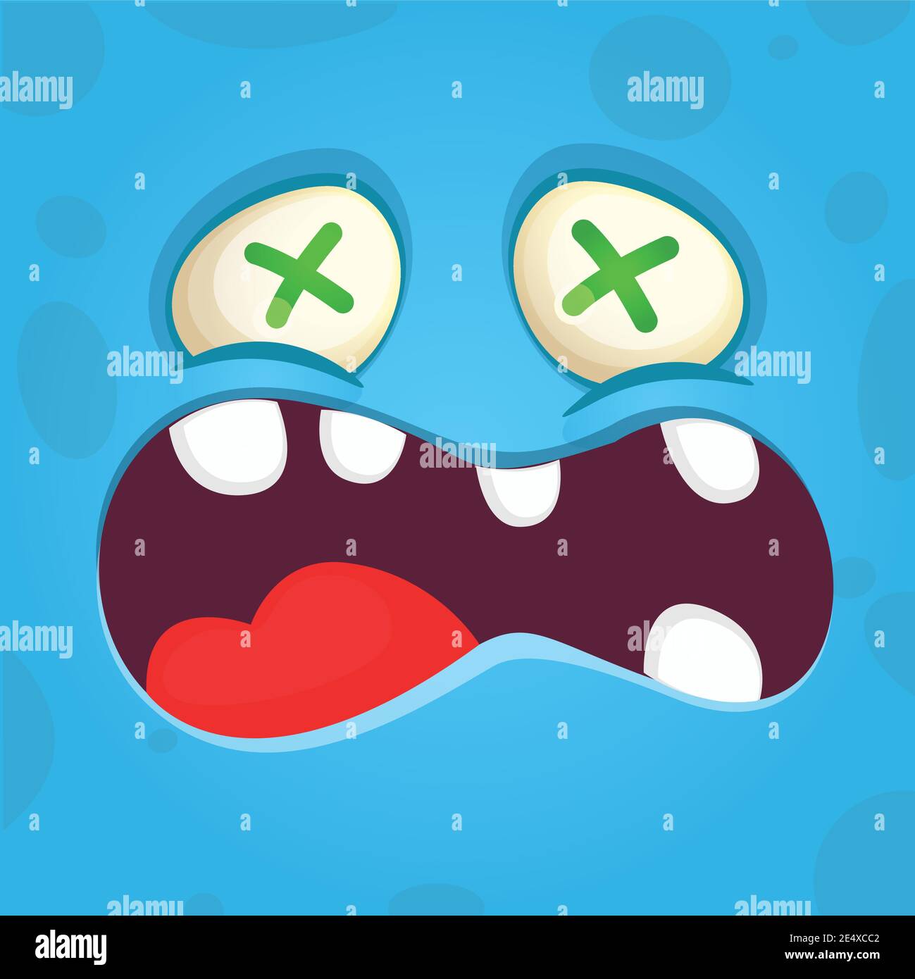 Angry cartoon monster face. Vector Halloween monster square avatar ...