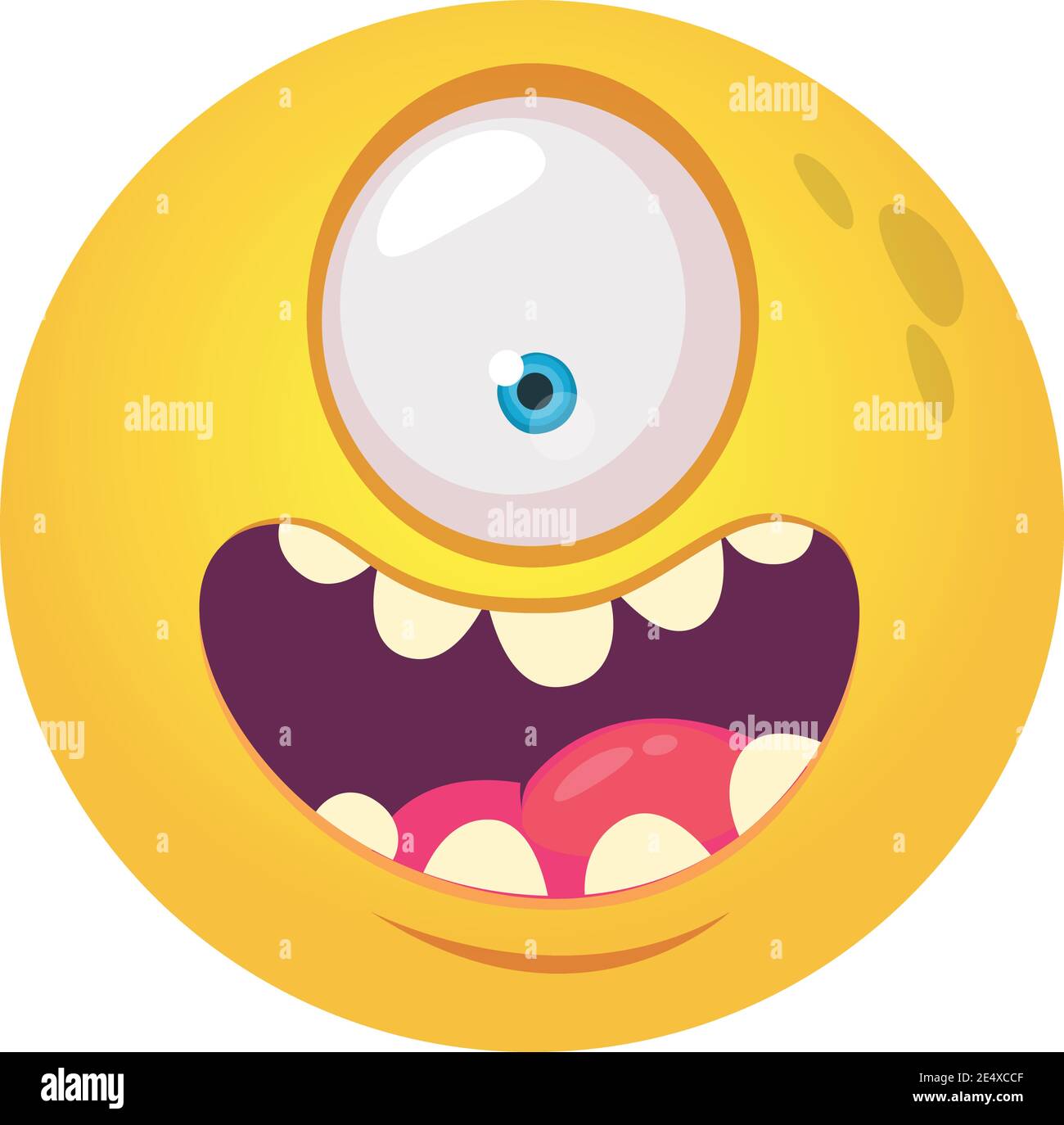 Funny cartoon monster face with one eye. Vector Halloween monster round ...