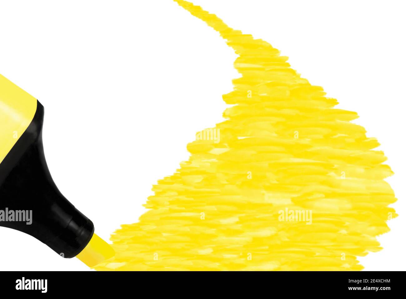 Bright electric fluorescent neon yellow felt tip pen marker painting ...