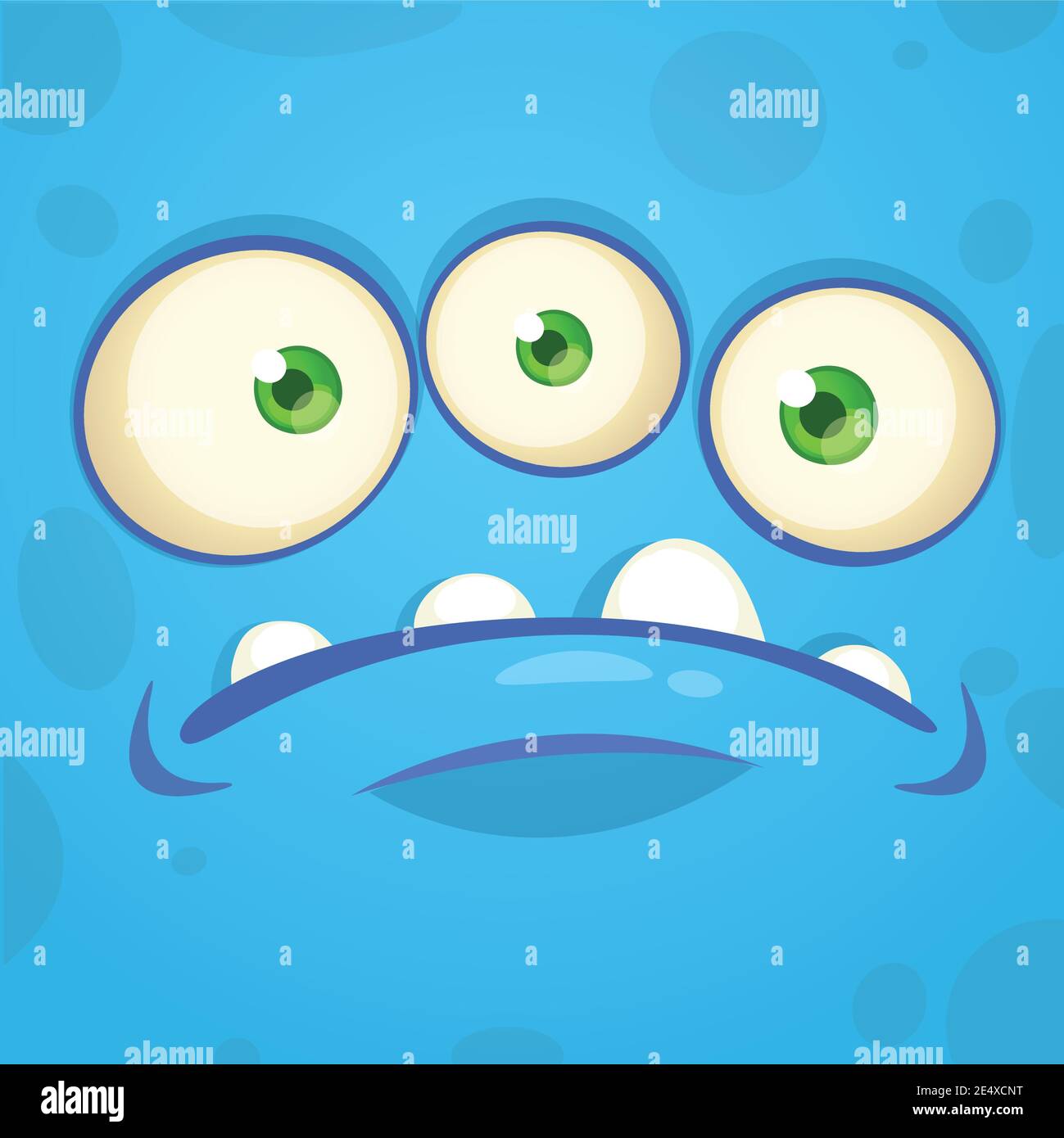 Funny cartoon grumpy monster face with three eyes. Vector Halloween ...