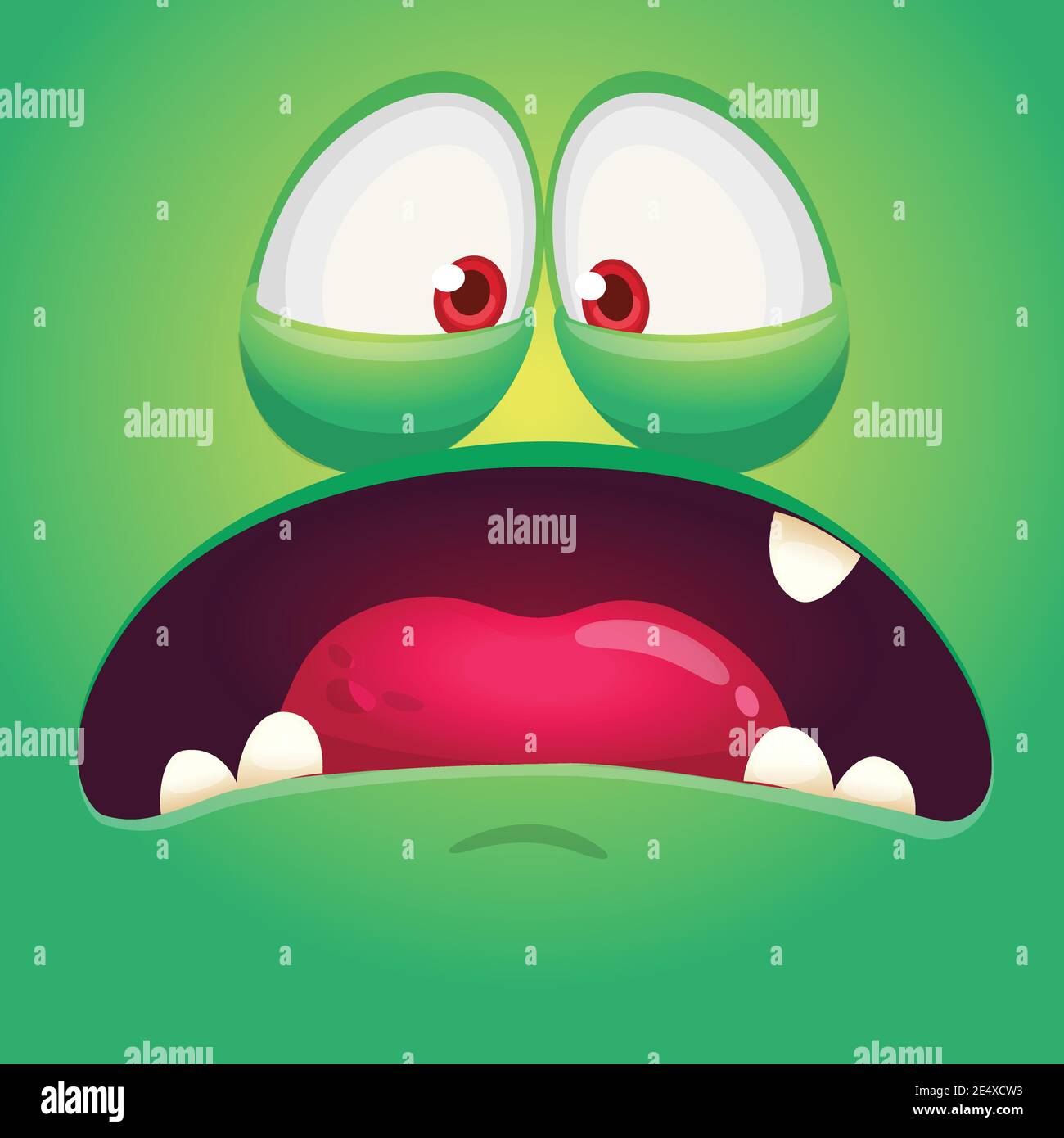 Surprised angry cartoon monster face. Vector Halloween monster square ...