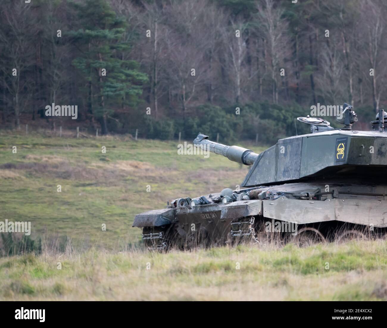 British Army Challenger 2 main battle tank demonstrating firepower on ...