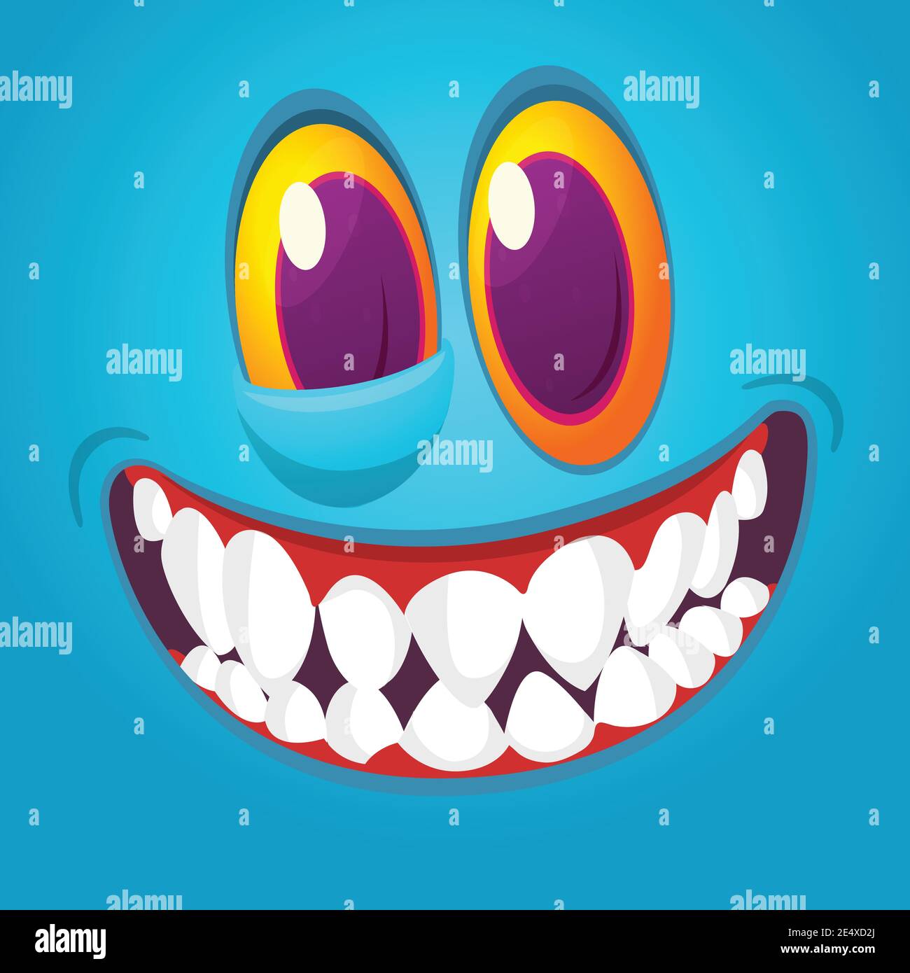 Funny crazy cartoon monster face expression smiling. Vector Halloween ...
