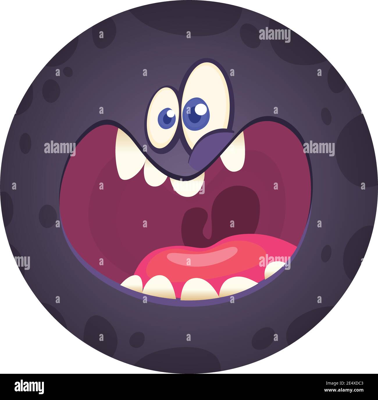 Angry cartoon monster face expression. Vector Halloween monster round ...
