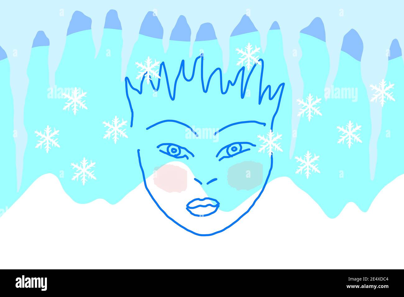 frosty face, snowflakes , mountain as winter background illustration ...